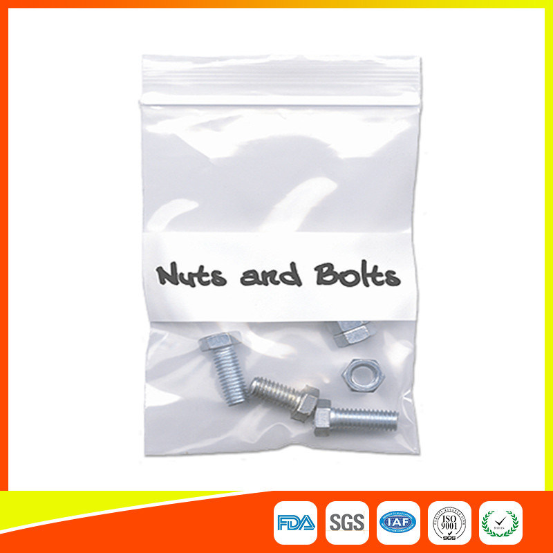 Clear LDPE Zip Seal Packing Plastic Bags With White Panel For Nuts And ...