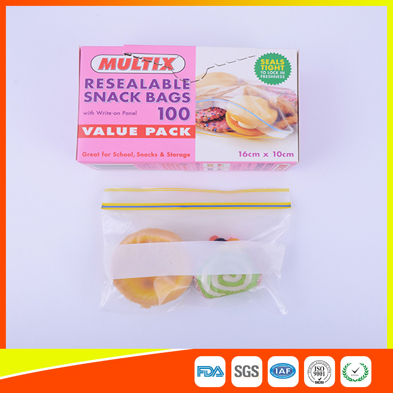 Seals Tight Plastic Ziplock Snack Bags Reuseable With Private Lable
